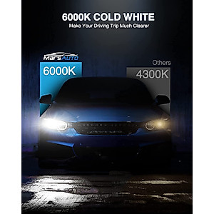 Marsauto D3S HID Bulbs, 6000K Cold White, Xenon Bulb, 3500 Hours Longevity, Waterproof Design, Up to 350% Brightness, 5 Minutes Installation, Pack of 2