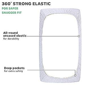 Cradle Sheets Fitted 18 x 36 – Compatible with Arms Reach Co Sleeper Clear Vue, Cambria, Mini Ezee Bassinets – Fits Without Bunching Mattress – Snuggly Soft Jersey Cotton – Heather Grey – 2 Pack