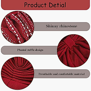 Urieo African Women Turban Cap Crystal Beanie Head Wrap Ruffle Headwrap Hat Pack of 2
