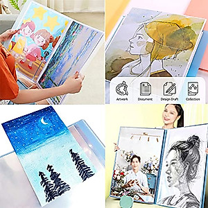 A3 40 Pags Diamond Painting Storage Book,Art Portfolio Painting Storage Book,Clear Pockets Art Plastic Sleeves Protectors,for 44X32.5X2cm Sketches Painting Presentation (White)