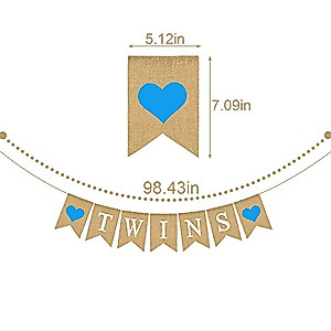 Rustic Burlap Twins Banner for Twin Boys Baby Shower Party Decoration