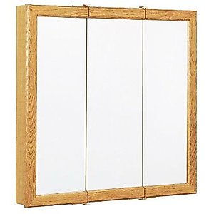 Zenith Products 23-3/4" W X 25-5/8" H X 4-1/2" D 24" Oak Frame Triview Medicine Cabinet MDF Body
