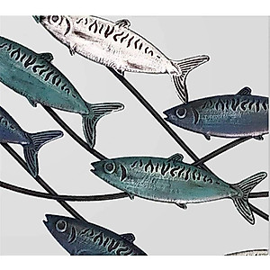 SUN RDPP Metal Fish Wall Art Decor, Large Coastal Ocean Metal Fish Wall Hangings Decor Wall Sculpture for Living Room Bedroom (A)