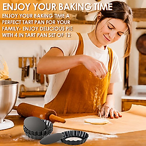 Cyimi Mini Tart Pan Set of 12, Non-Stick 4 Inch Quiche Pan, Removable Bottom Tart Pan for Pies, Quiche Bakeware, Cheese Cakes, Desserts and more
