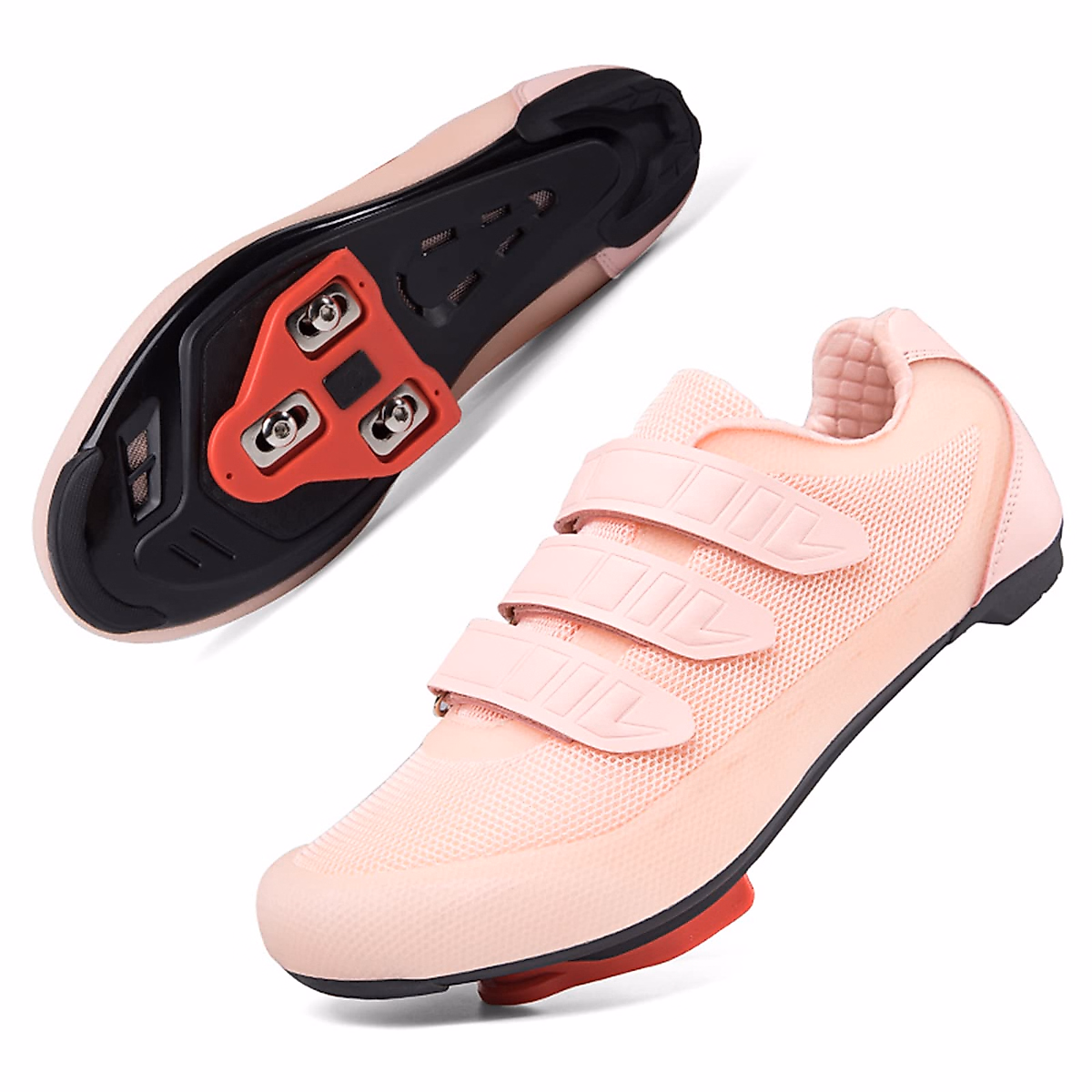 Mens Womens Indoor Cycling Shoes Compatible with Peloton Bike Shoes Cycling Shoes with Delta Cleats Clip Outdoor Pedal SPD Road Bike Shoes,Pink