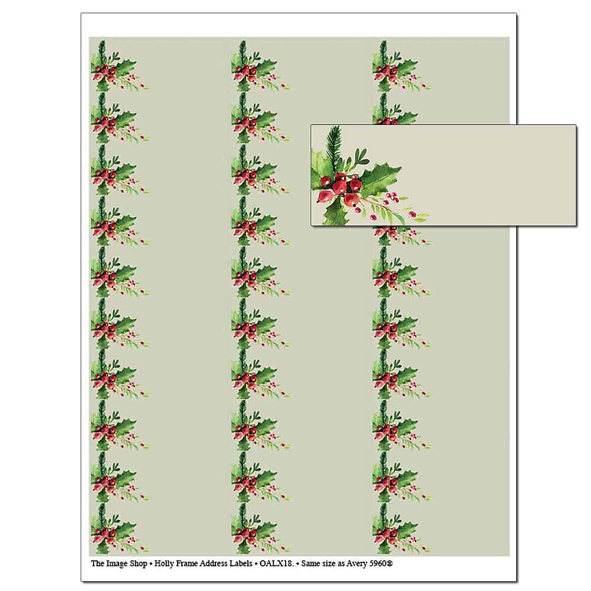 The Image Shop - Holly Frame Address Labels - 1" x 2-5/8"; 30 per Sheet, 150 Labels