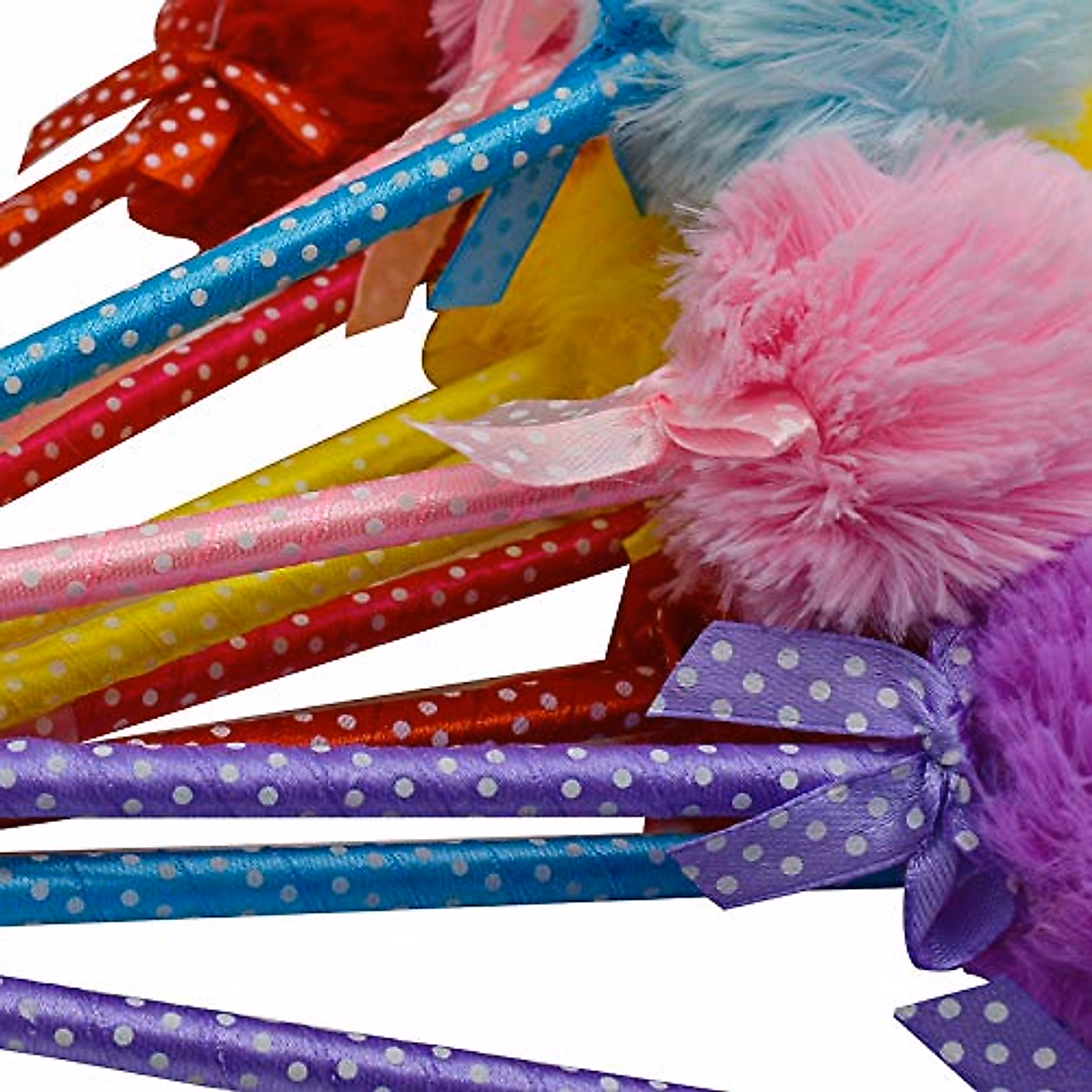 Maydahui 12PCS Pom Pom Ballpoint Pen Cute Kawaii Fluffy Ball Pens Bowknot Polka Dot Blue Gel Ink for School Girls Valentine's Day