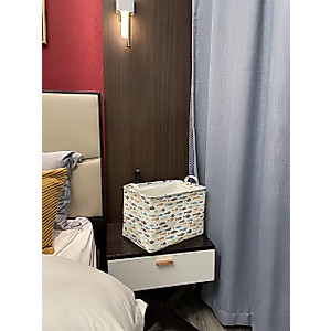 Essme Rectangular Fabric Storage Box,Collapsible Storage Basket Bins Organizer with Handles for Kids Room,Shelf Basket,Toy Organizer(Fish)