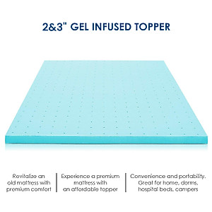 2 Inch Twin XL Memory Foam Mattress Topper, Single XL Foam Mattress Topper for College Dorm, College Dorm Essentials, Twin Extra Long XL Gel Infused Soft Foam Mattress Pad for College Dorm Single Bed
