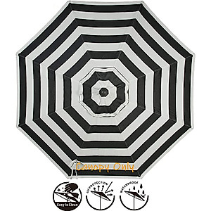 Bayside21 Black White Stripe Design Umbrella Canopy, 9 feet 8 Ribs Outdoor Patio Umbrella Replacement Canopy for 9ft 8 Ribs Sun Protection UPF 50+ Replacement Umbrella, Fade Resistant