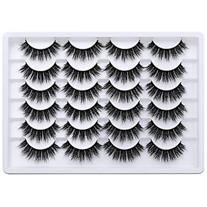 Newcally Eyelashes False Lashes Fluffy 18MM Long Faux Mink Eye Lashes Pack Dramatic Thick Volume Fake Eyelashes 12 Pairs Soft Reusable Lashes Multipack