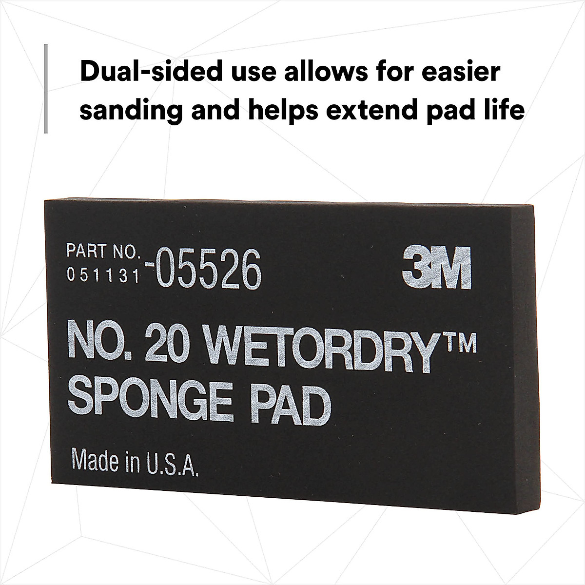 3M Wetordry Sponge Pad 20, 05526, 5 1/2 x 2-3/4 in x 3/8 in , Black