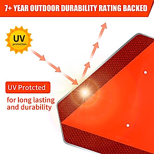 Slow Moving Vehicle Sign,Slow Moving Vehicle Triangle Sign,Aluminum 14"x16"3M Reflective for Golf Cart