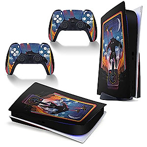 PlayStation 5 optical drive version sticker protective cover, The Invaders ps5 controller protective shell (compatible with ps5 optical drive)