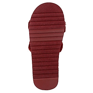 Juicy Couture Women's Slide Sandals With Faux Fur Slipper Sandals, Furry Slides, Womens Slip On Slippers-Halo-Burgundy-6