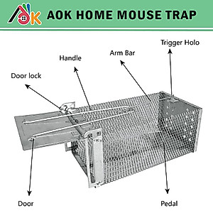 AOK Home Mouse Trap Rat Trap Rodent Trap Live Catch Cage Easy to Set Up and Reuse 11x6x4.5 inch