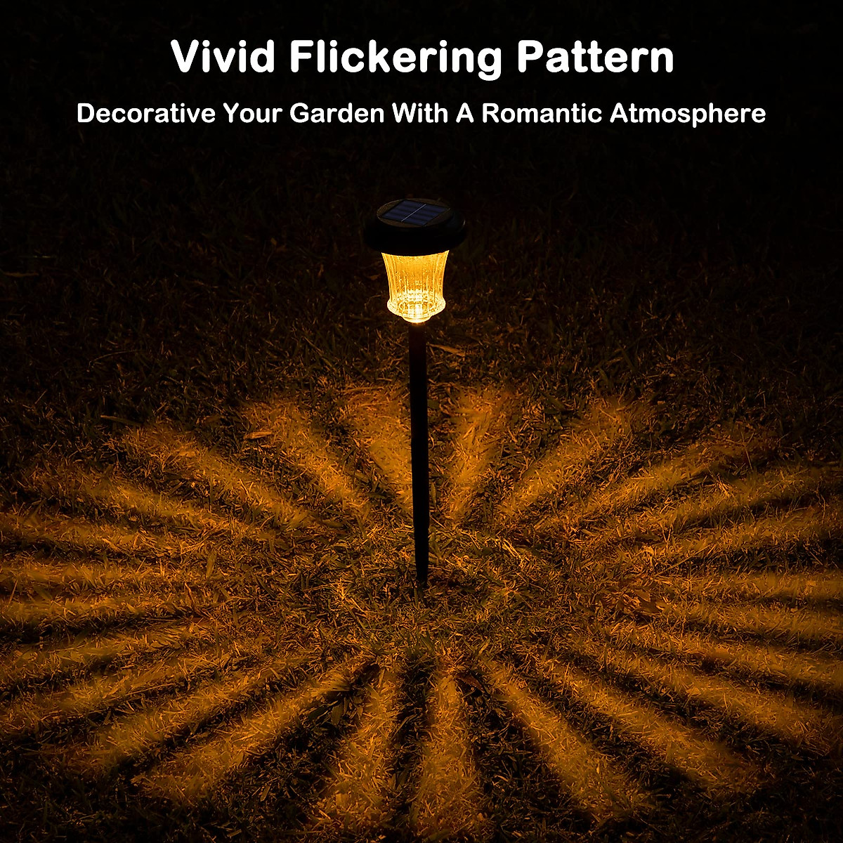 UUYEE Solar Lights Outdoor, Flickering Pattern Solar Pathway Lights, Decorative Landscape Lighting, Outdoor Solar Lights, Waterproof Garden Decor LED Lights for Yard Walkway Garden Lawn Party 4Pack