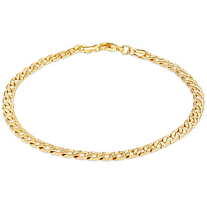 Barzel 18K Gold Plated Pave Curb Anklet for Women, 10 Inches - Made In Brazil