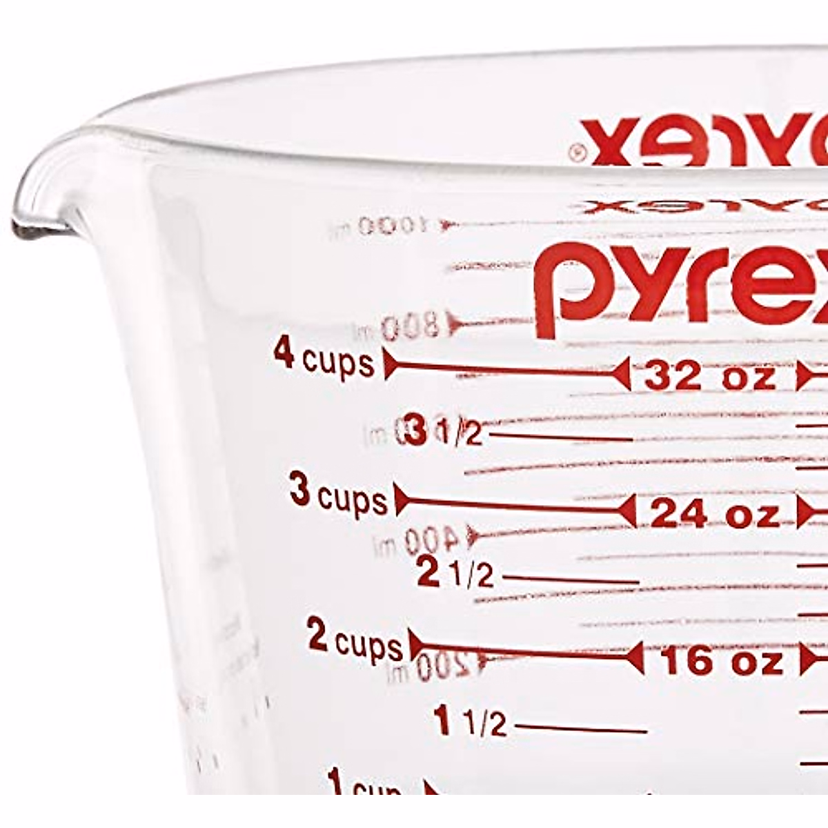 Pyrex SYNCHKG039125 4 Measuring Cup, Clear with Red Graphics
