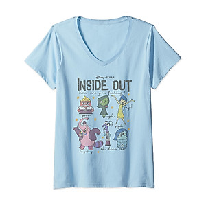 Womens Disney Pixar Inside Out How Are You Feeling Group Shot V-Neck T-Shirt