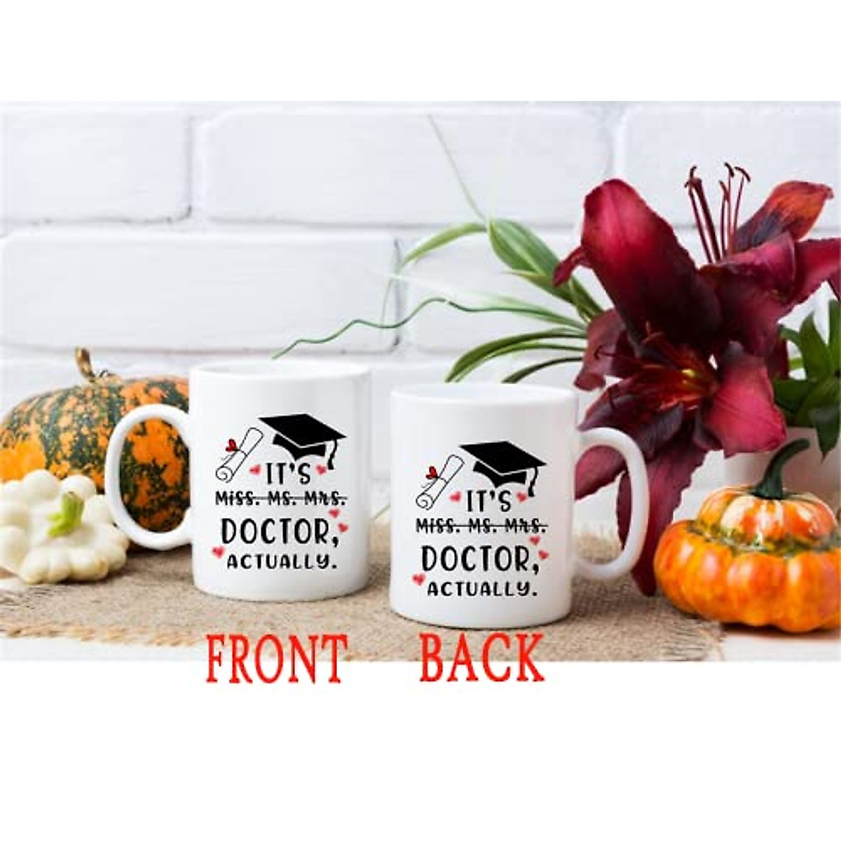 Qsavet Funny Doctor Gift Mug, It's Miss Ms Mrs Dr Actually Mug, Dr Mug, PHD Graduation Mug, Doctorate Degree Mug, Doctor Mug, Phd Mug, Novelty Coffee Mug for Coworker, Friends, Students - 11oz (dr)