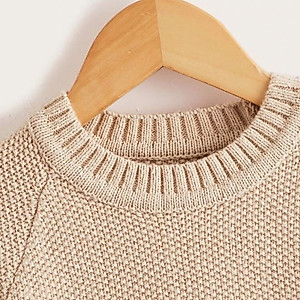 MSTOZE Baby Boy Girls Cable Knit Sweater Long Sleeve Round Neck - Unisex Kids Pure Color Cotton Pullover,for 6M-4T Infant