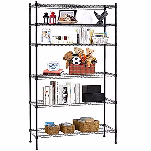Storage Shelves Wire Shelving Unit Garage Shelving 6 Tier Height Adjustable 1500LBS Weight Capacity Heavy Duty Metal Shelf NSF Utility Steel Commercial Grade Shelving Rack for Garage Pantry Kitchen