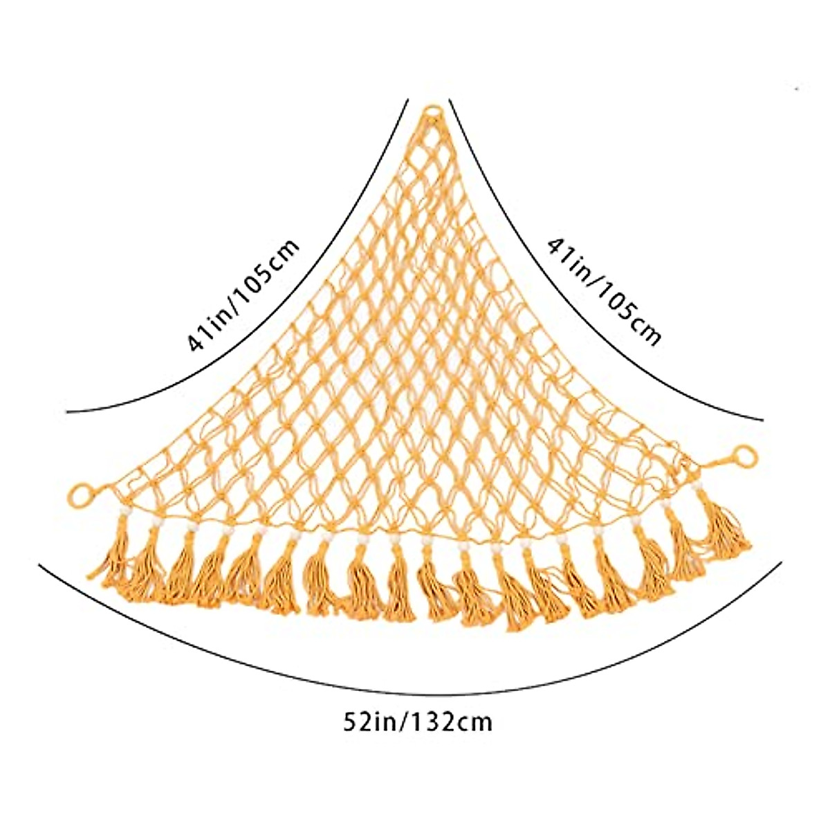 Stuffed Animal Storage Net, Macrame Toy Plush Toy Net Hammock Easy to Install Animals Corner Hanging Stuffed Animal Storage Holder Space Saving Tassel Toys Bedroom Storage Hammock (Autumn Yellow)