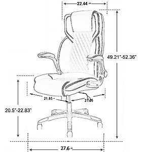 REFICCER Brown Leather Office Chair with Flip up Arms, Ergonomic Executive Office Chairs with Wheels, 90-120° Rocking High Back Office Desk Chair with Lumbar Support, Swivel Task Chairs