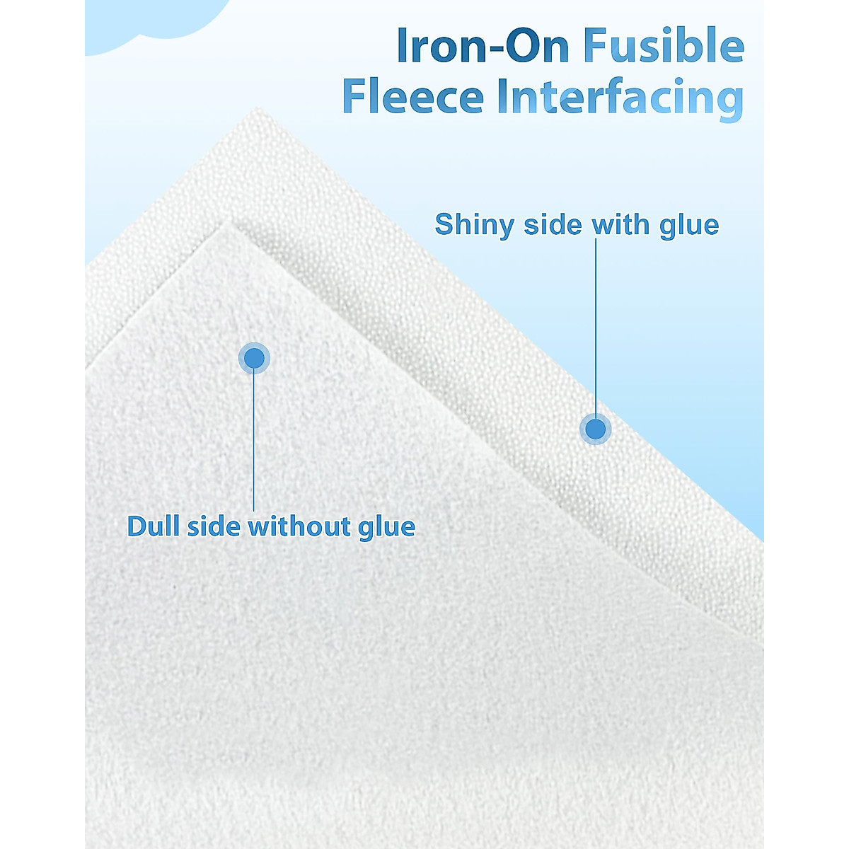 PLANTIONAL Iron-On Fusible Fleece Interfacing: 16.5 Inches x 10 Yards Light Weight Single-Sided Loft Iron On Fusible Fleece White for Sewing Crafting and Home Decor