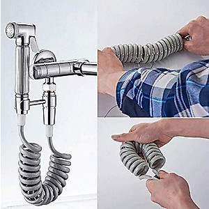 Fat-Cattie Bidet Sprayer Tube, Household Bathroom Toilet PU Handheld Bidet Sprayer Spring Tube Hose Accessory, 2M (Gray)