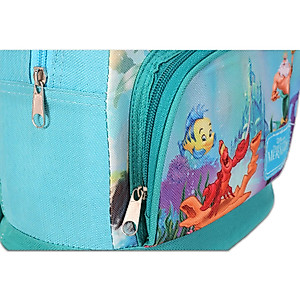 The Little Mermaid Mini Backpack Set - 10” Canvas Ariel Backpack with Front Pocket and Bottle | Little Mermaid Backpack Bundle