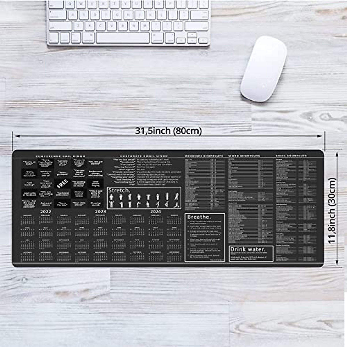 Large Office Mouse Mat, Conference Call Bingo Mouse Pad For Desk, Excel Shortcuts, Windows Shortcuts, Word Shortcuts, Employee Gift