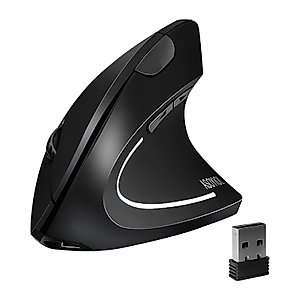 ASOYIOL Ergonomic Mouse Wireless,Rechargeable Vertical Mouse with USB Receiver,6 Buttons 800/1200/1600 Computer Mouse for Laptop PC(Right Hand,Black)