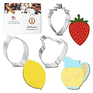 Foose Strawberry Lemon Pitcher Cookie Cutter 3 Pc Set HS0467 - USA