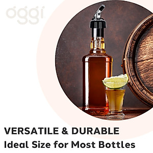 OGGI Automatic Measured Bottle Pourer Spout - Bottle Pourer Liquor Bottle Pourers Bottle Jigger Quick Shot Spirit Measure Pourer, 1 oz/ 30 ml (Clear, Black)