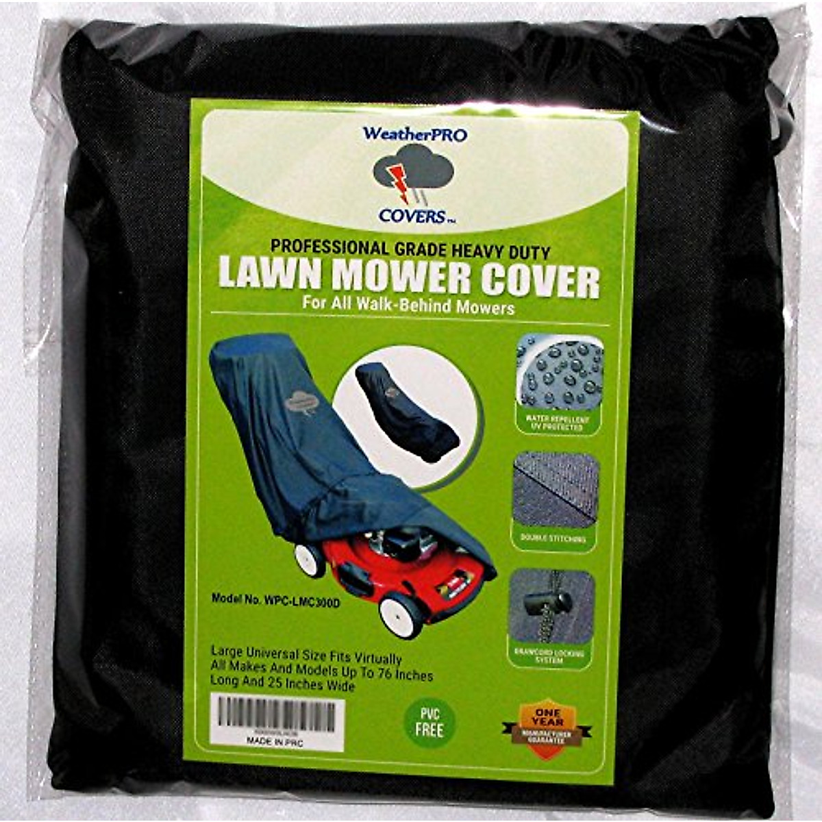 Lawn Mower Cover - Waterproof, Premium Heavy Duty - Manufacturer Guaranteed - Weather and UV Protected Covering for Push Mowers - Secure Draw String and Large Size for Universal Fit