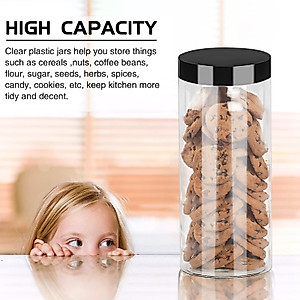 4 Pack Mason Jars, Clear Plastic Jars with Lids, Clear Slime Containers for Organizing, Kitchen & Pantry Use, Round PET Cream with Airtight Lids (48 oz)