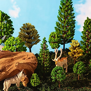 Canlierr 30 Pcs Mixed Model Trees 1.6-6.3 Inch Ho Scale Bushes with 20 x 8 Dried Moss Table Runner Diorama Supplies Miniature Plastic for Train Scenery, DIY Crafts, Building