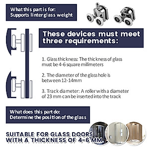 8Pcs Curved Shower Door Rollers 23mm Aluminum Alloy Top and Bottom Shower Glass Door Wheel Quiet Shower Door Pulley Replacement with Anti-Collision Pad and Screws for 4-6mm Glass Door