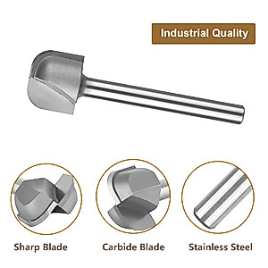 SpeTool Bowl&Tray CNC Router Bits Extra Long (70mm) 1/4 inch Shank 3/4 inch Cutting Diameter with Carbide Tip for Woodworking Router Machine Milling Cutter