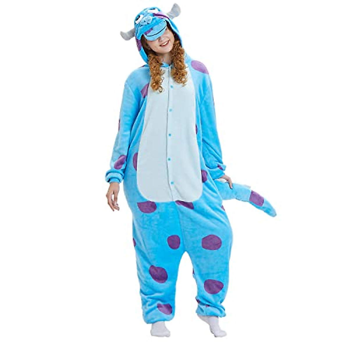 ALITERCY Sulley Sullivan Unisex Adult Pajamas, One Piece Animal Cosplay Costume Halloween/Christmas Winter Home Wear Blue