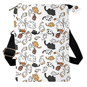 WELLFLYHOM Cute Cat Cellphone Crossbody Purse for Women Small Cross Over Bag Cute Stuff Shoulder Flight Bags Money Purses Wallets Moneybag Hiking Cycling Travel Clutch Tote Bags