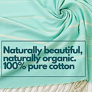 PAMUKLU Cloud Oversized Beach Towel - Sand-Resistant, Quick Drying, Compact, Soft and Absorbent - 100% Organic Turkish Cotton - for Pool, Yoga, Travel, Outdoor Adventures, and Gifts (Blue S)