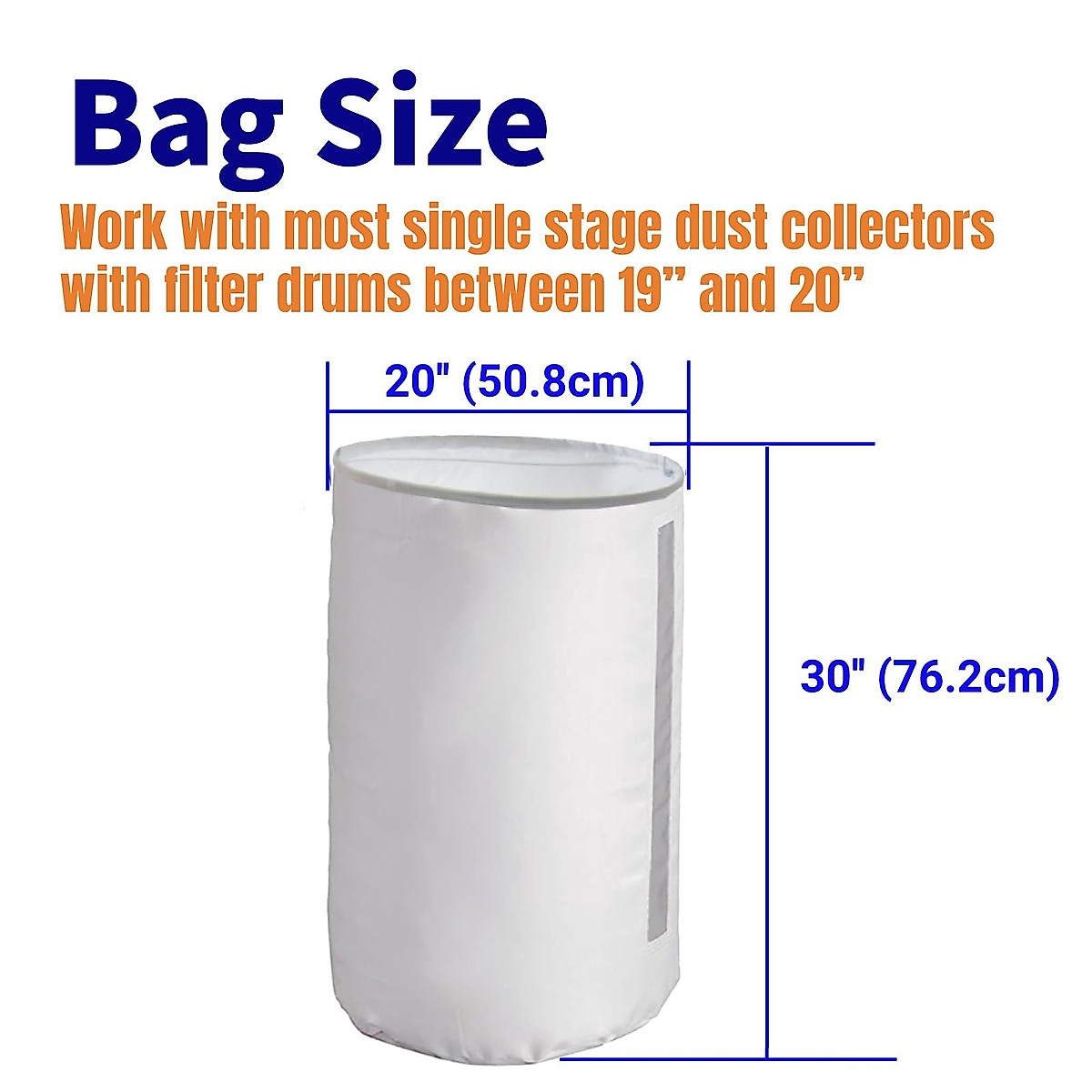 Dust Collector Bottom Bag for Woodworking 30 Micron 20" Dia. x 30", 70 Gallon Dust Collector Lower Bag Compatible with Harbor Freight Wen Grizzly JET Delta