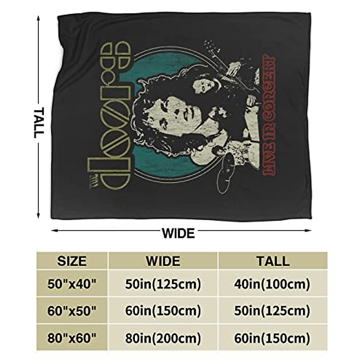 Jim Morrison The Doors Flannel Throw Blanket Fringe Lightweight Cozy Ultra Soft Couch Bed Sofa Chair for Kids Boys Girls Adults 80"X60"