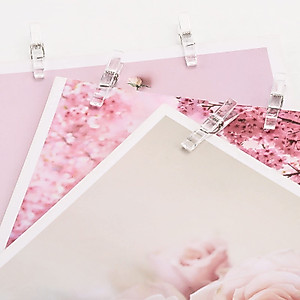 200pcs Mini Clothes Pins Photo Pictures Small Clips - Clear - Reusable