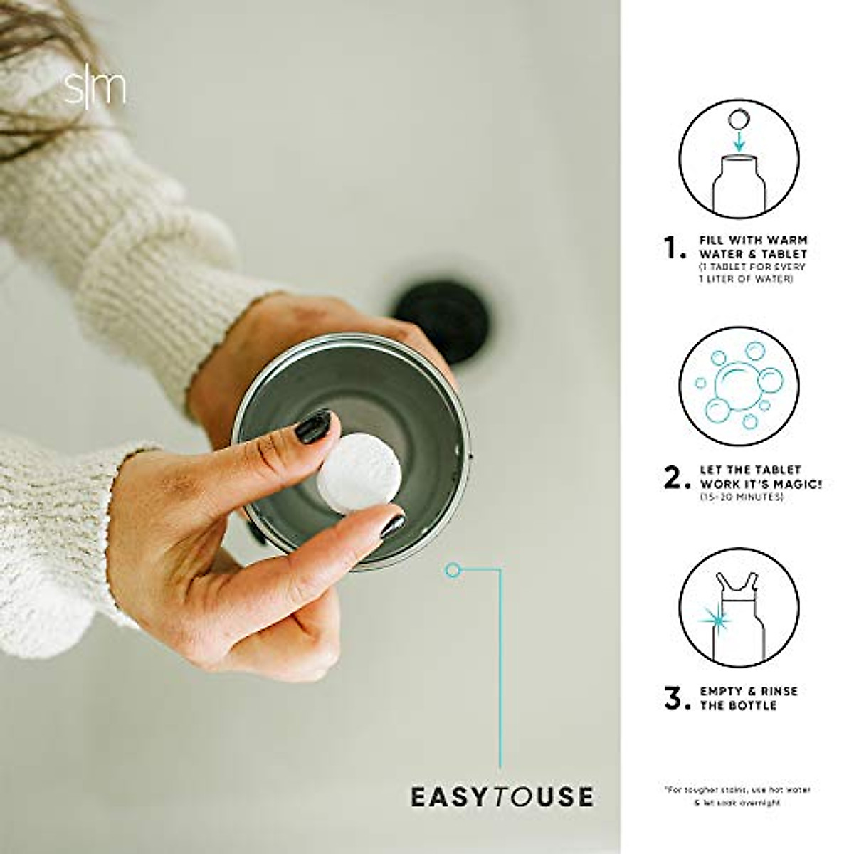 Simple Modern Cleaning Tablets for Water Bottles, Tumblers, Coffee Mugs, Stainless Steel Drinkware, 12 Pack