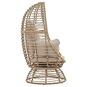 Barton Oversized Egg Style Wicker Chair w/Canopy & 4 Cushions Swivel Outdoor Patio Lounge Basket