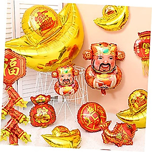 Abaodam 36 pcs 2021 Spring Festival Balloons garland decor lantern decorative foil balloons red ballons 2021 New Year Eve Party Favor ox year party balloons Aluminum Film Balloon Lucky set